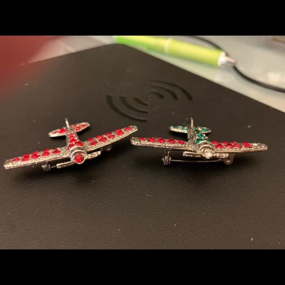 Josef | Jewelry | Vintage 96 Josef 2 Airplane Pins Emerald And Ruby ...